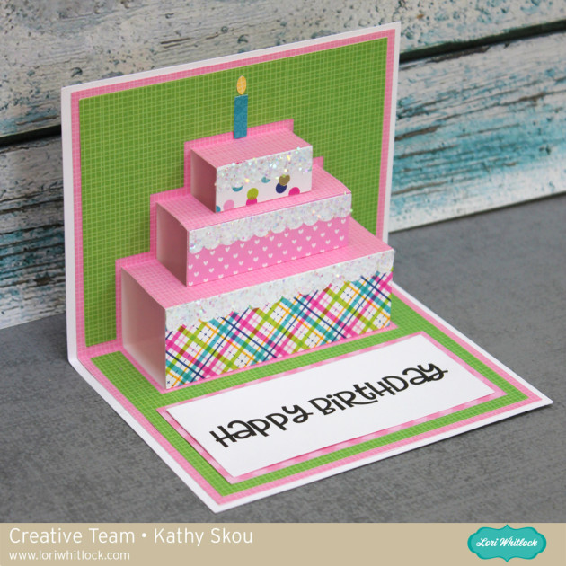 My Happy Place Lori Whitlock Birthday Cake Pop Up Card